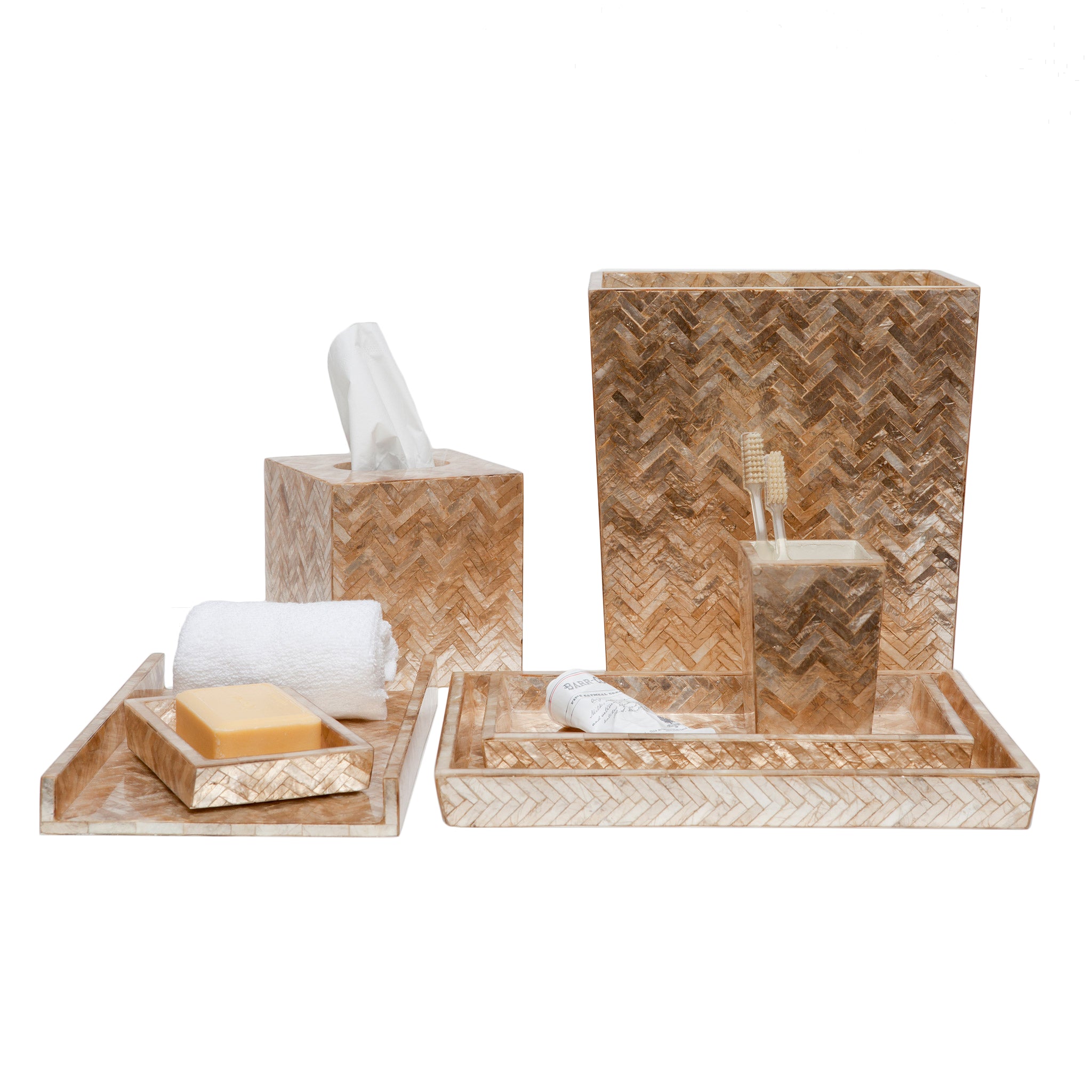 Handa Herringbone Capiz Shell Bathroom Accessories (Smoked) – Hudson & Vine