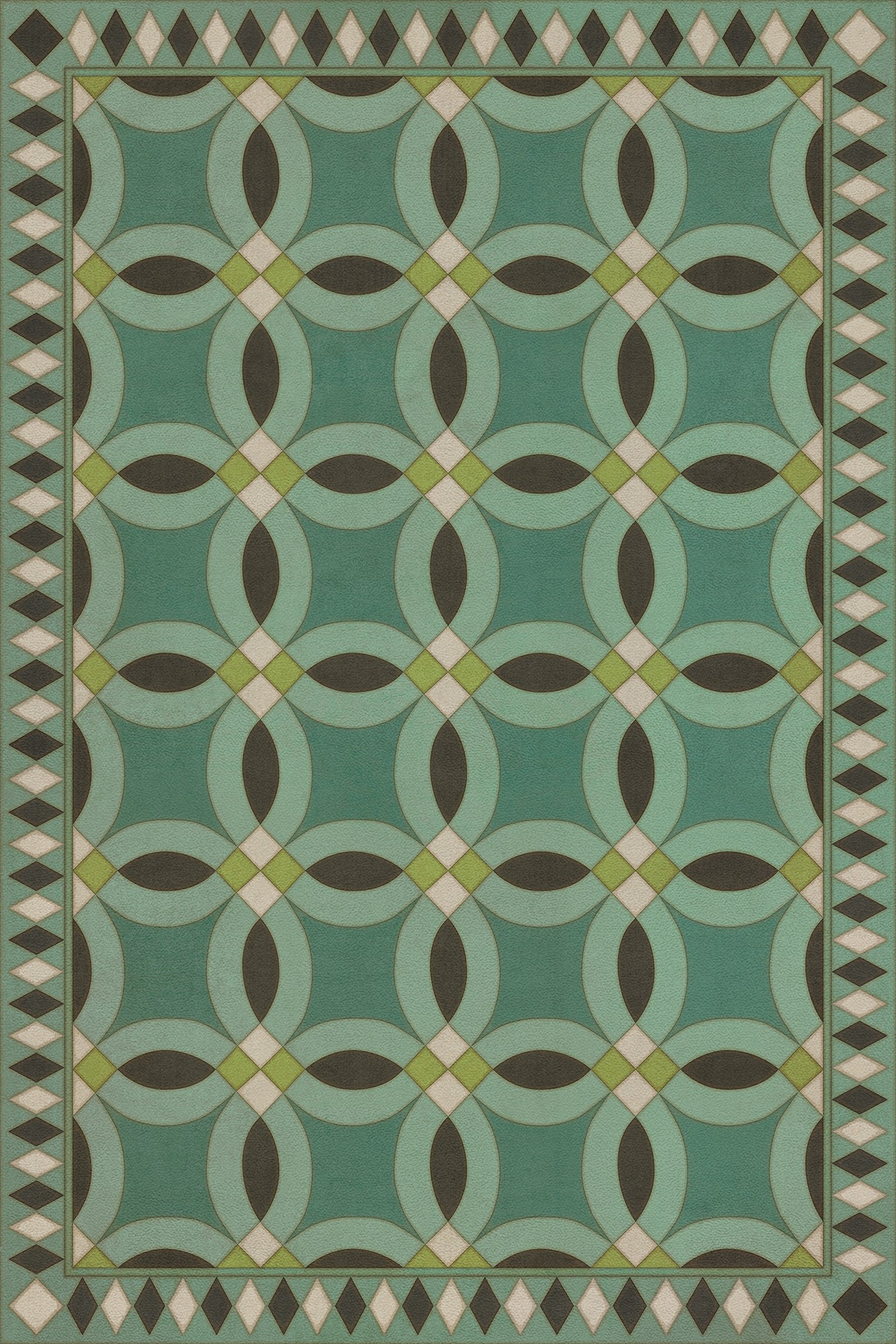 Vintage Vinyl Floorcloth Rug (American Folk Art Museum - Wedding Ring ...