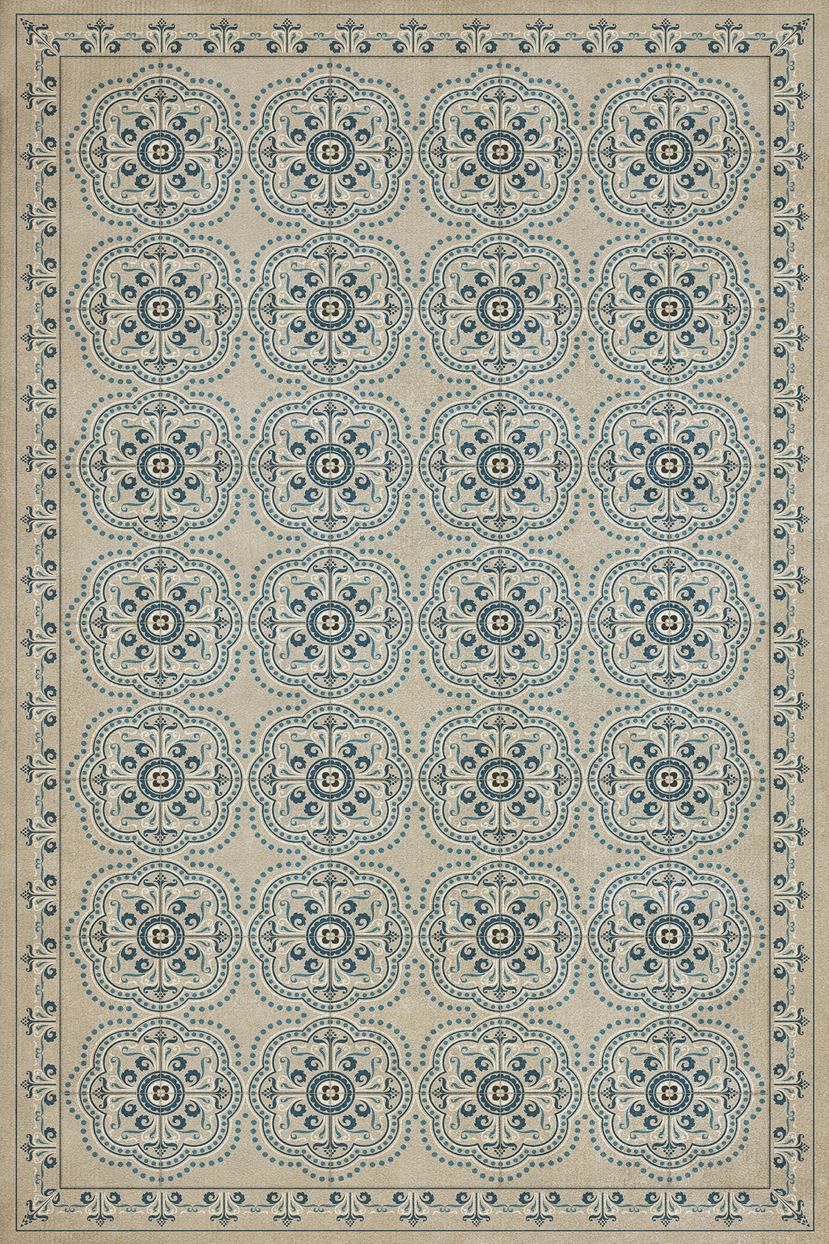 Vintage Vinyl Floorcloth Rug (Pattern 28 It is Delightful to Tell It ...