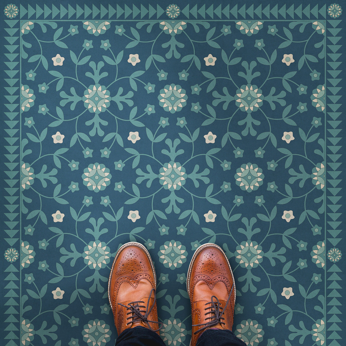 Vintage Vinyl Floorcloth Rug (Folk Art Museum - Whig Rose – Going Beyo ...