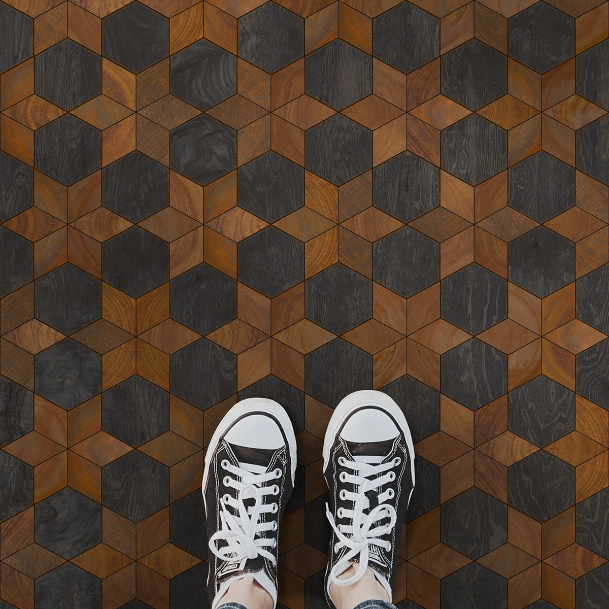 Vintage Vinyl Floorcloth Rug (Artisanry - Illuminated - Dark Star ...