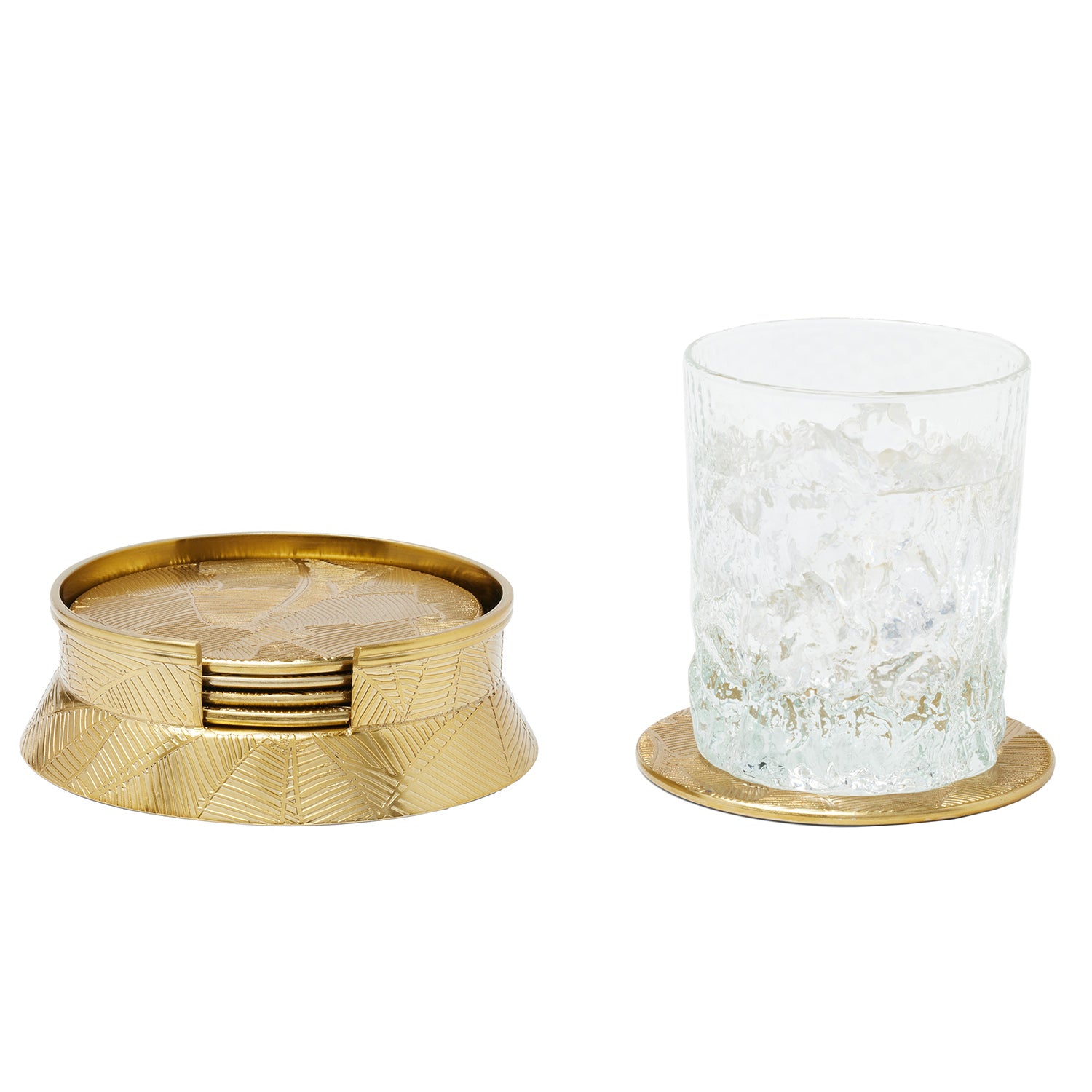 Athena Matte Gold Stainless Steel Metal Coasters Set/4 – Hudson & Vine