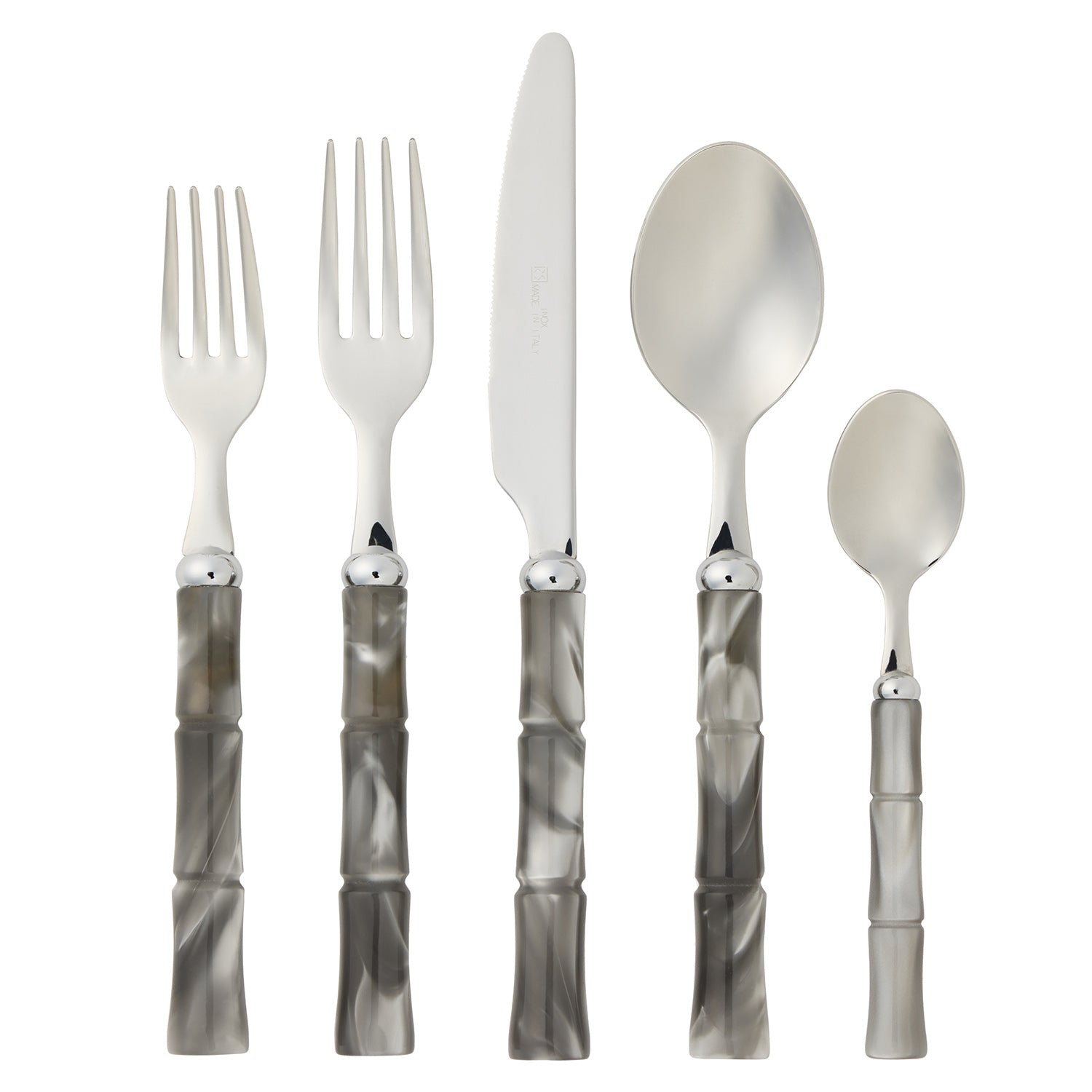 Lulu Polished Silver/Clear Gray Flatware Set/5 – Hudson & Vine