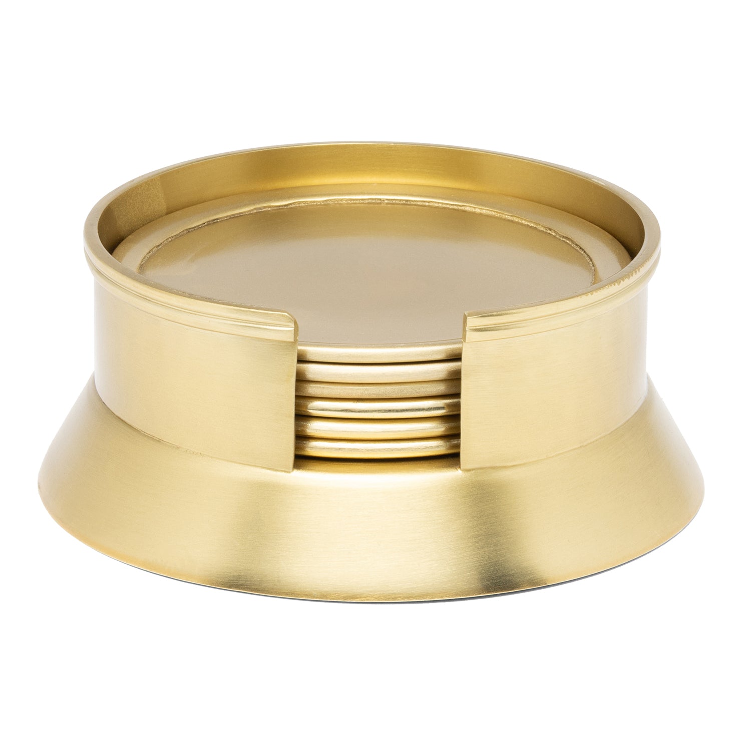 Mancini Gold Matte Brass Coasters Set/4 – Hudson & Vine