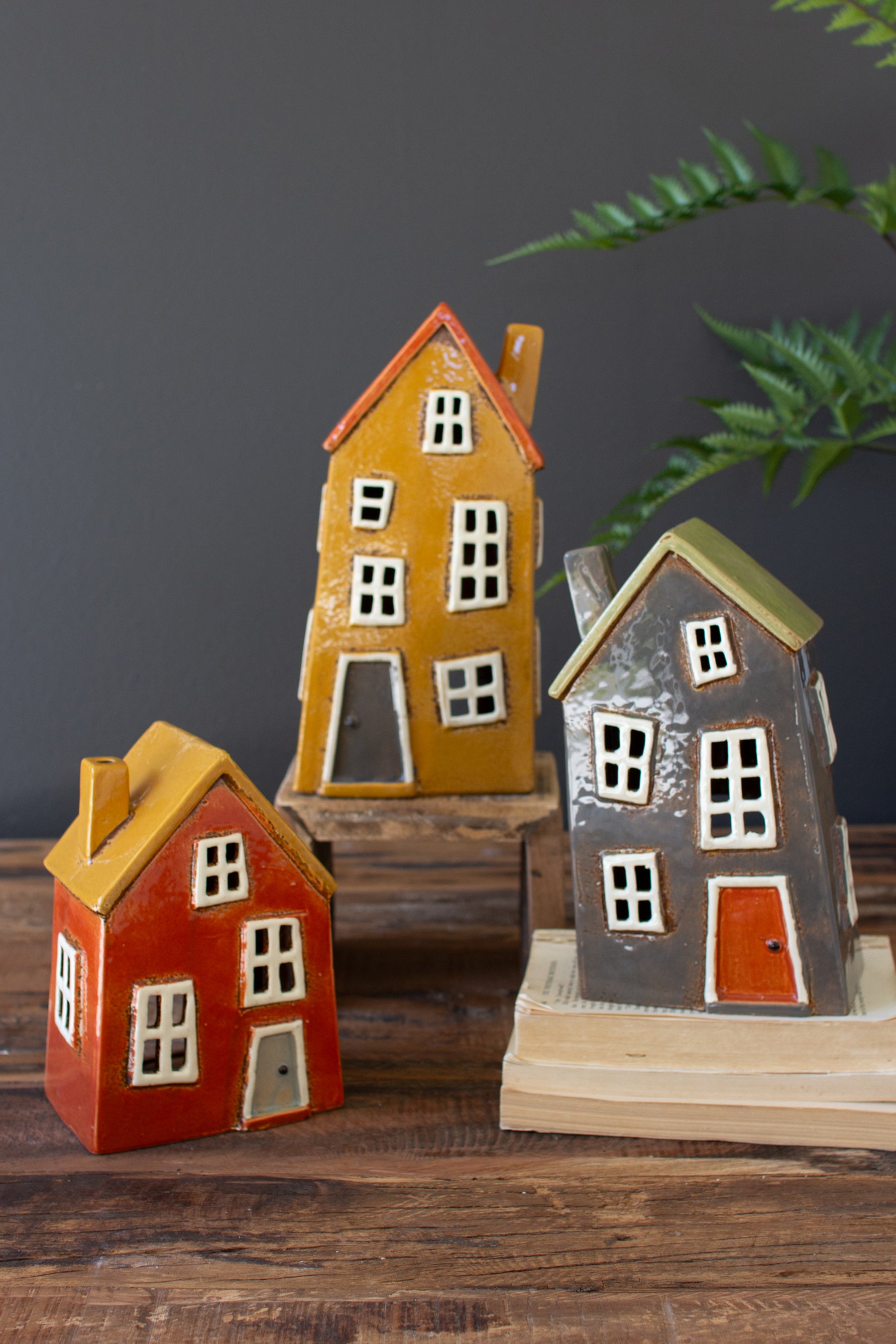 Set of 3 Wonky Ceramic Houses – Hudson & Vine