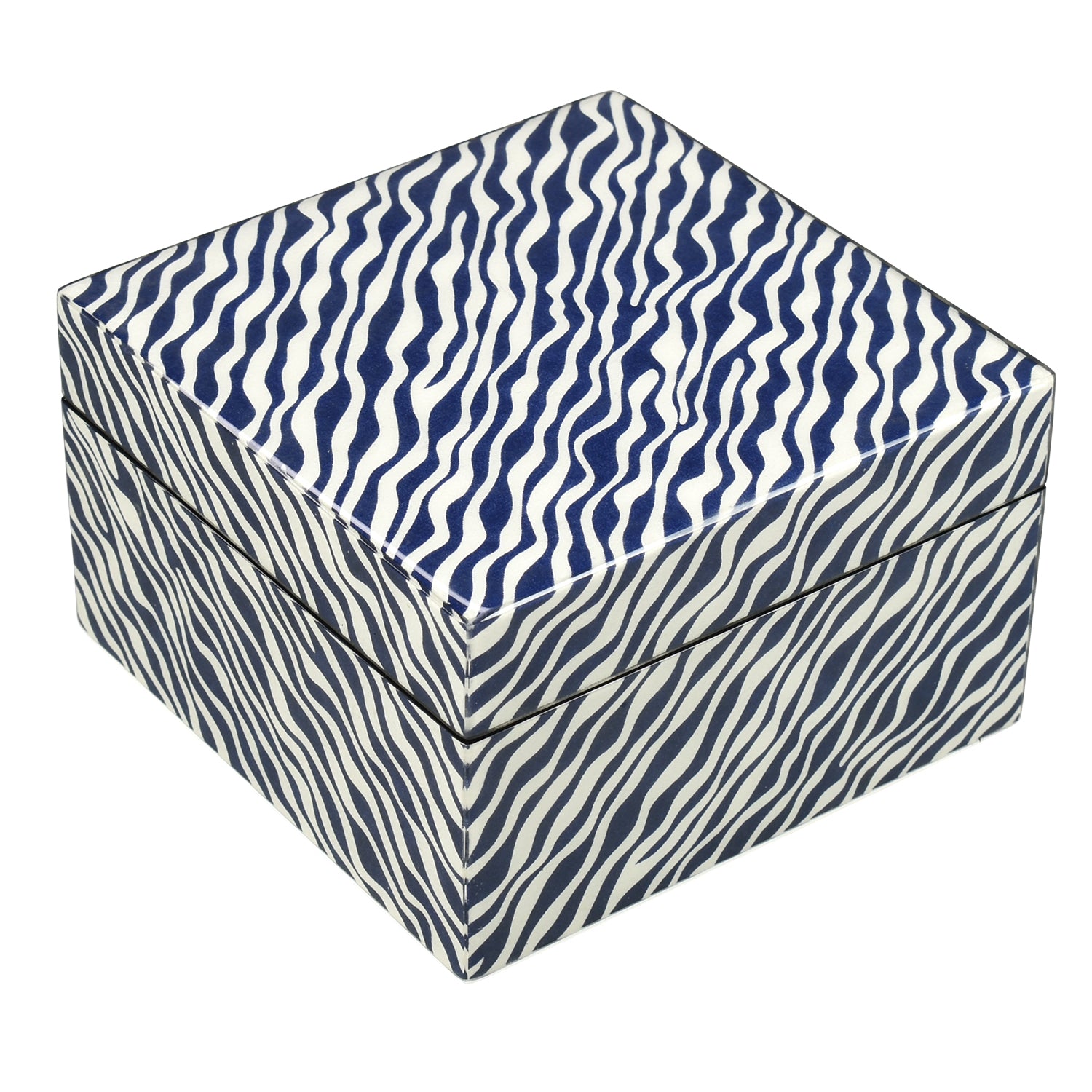 Lacquer Hinged 5" Small Square Box (Blue Wave Design) – Hudson & Vine