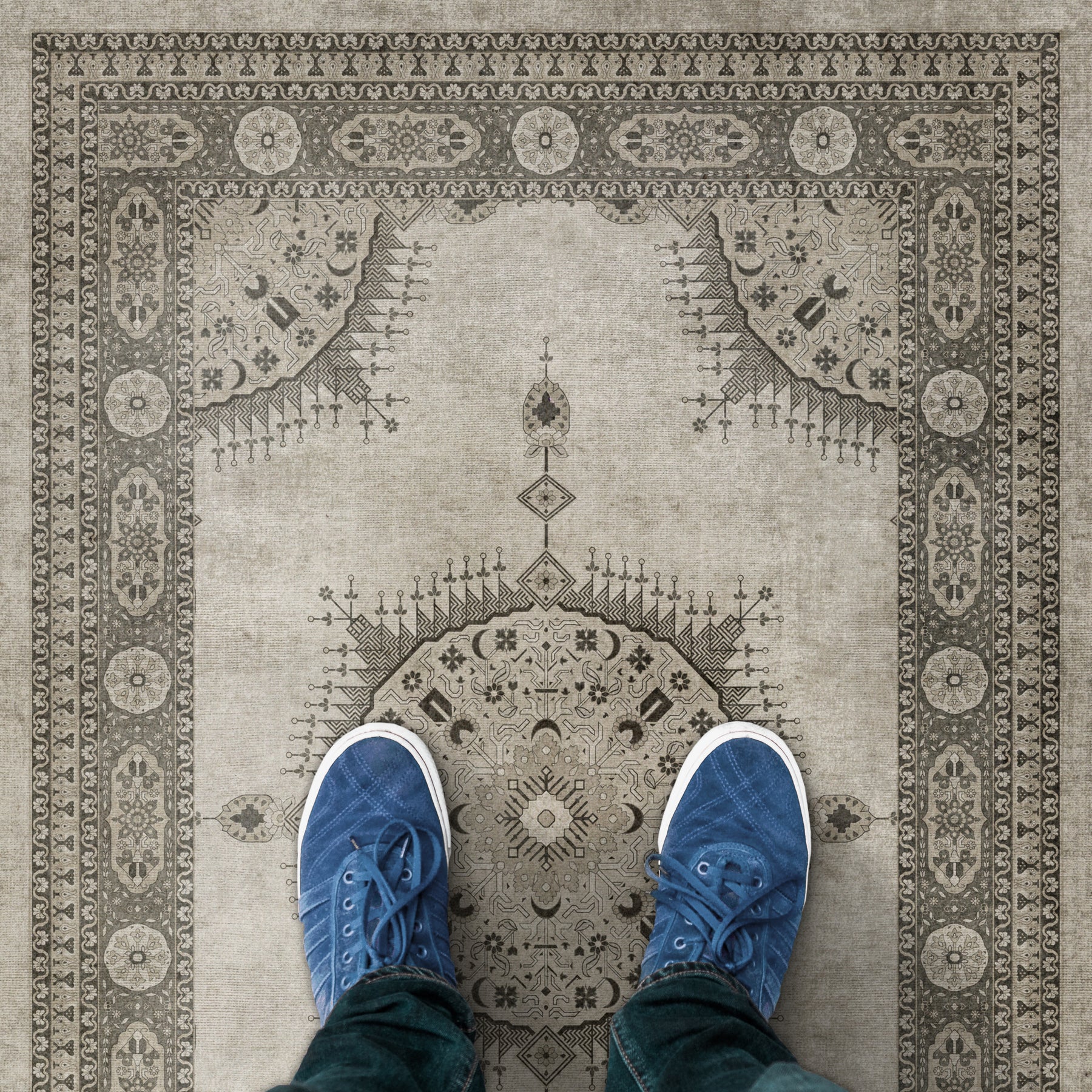 Vintage Vinyl Floorcloth Rug (Persian Bazaar - Tabriz - Mithras ...