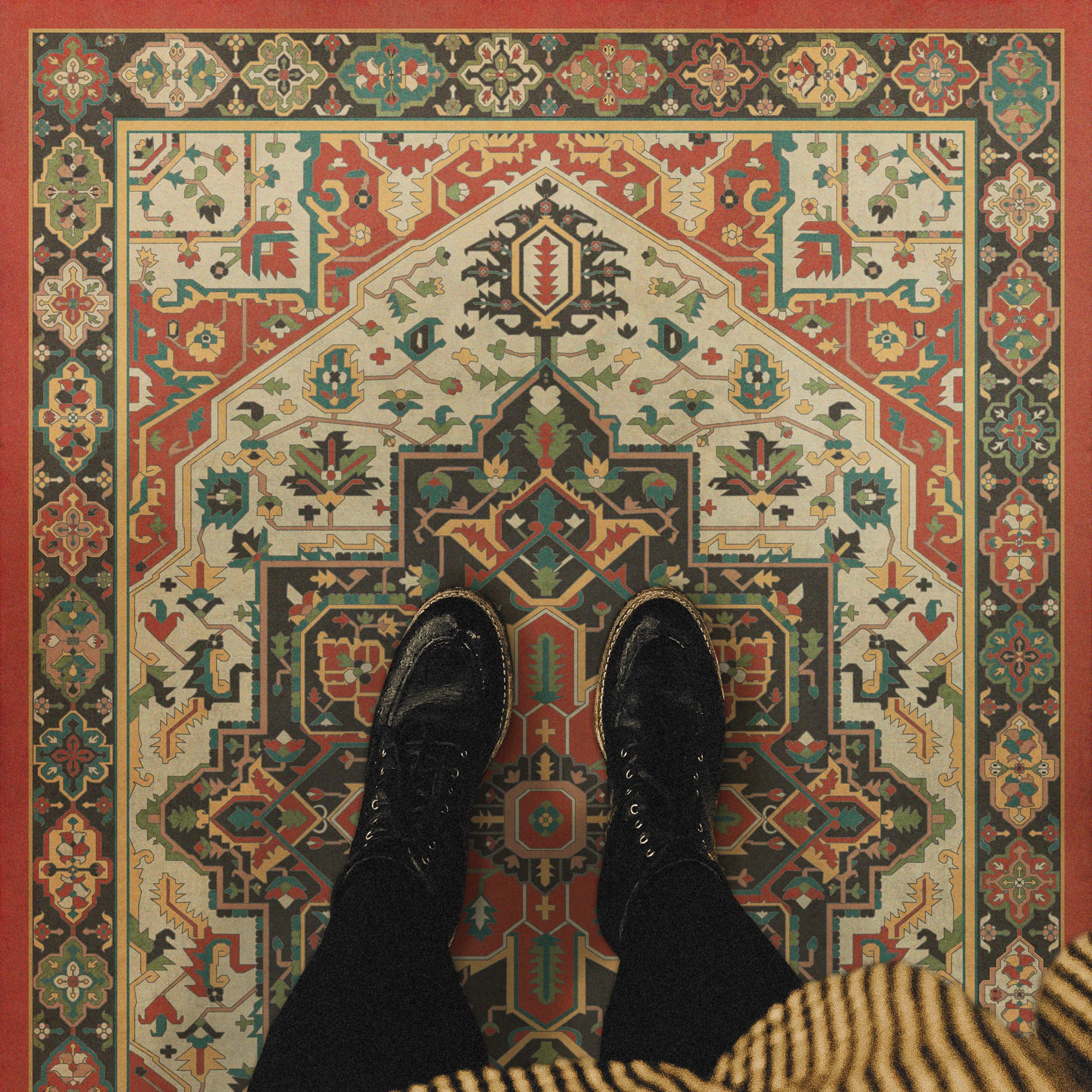 Vintage Vinyl Floorcloth Rug (Persian Bazaar - Camelot - Uther Pendrag ...