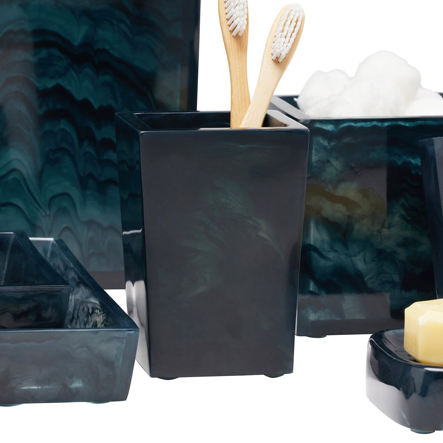 Abiko Translucent Cast Resin Bathroom Accessories Dark Teal Hudson Vine