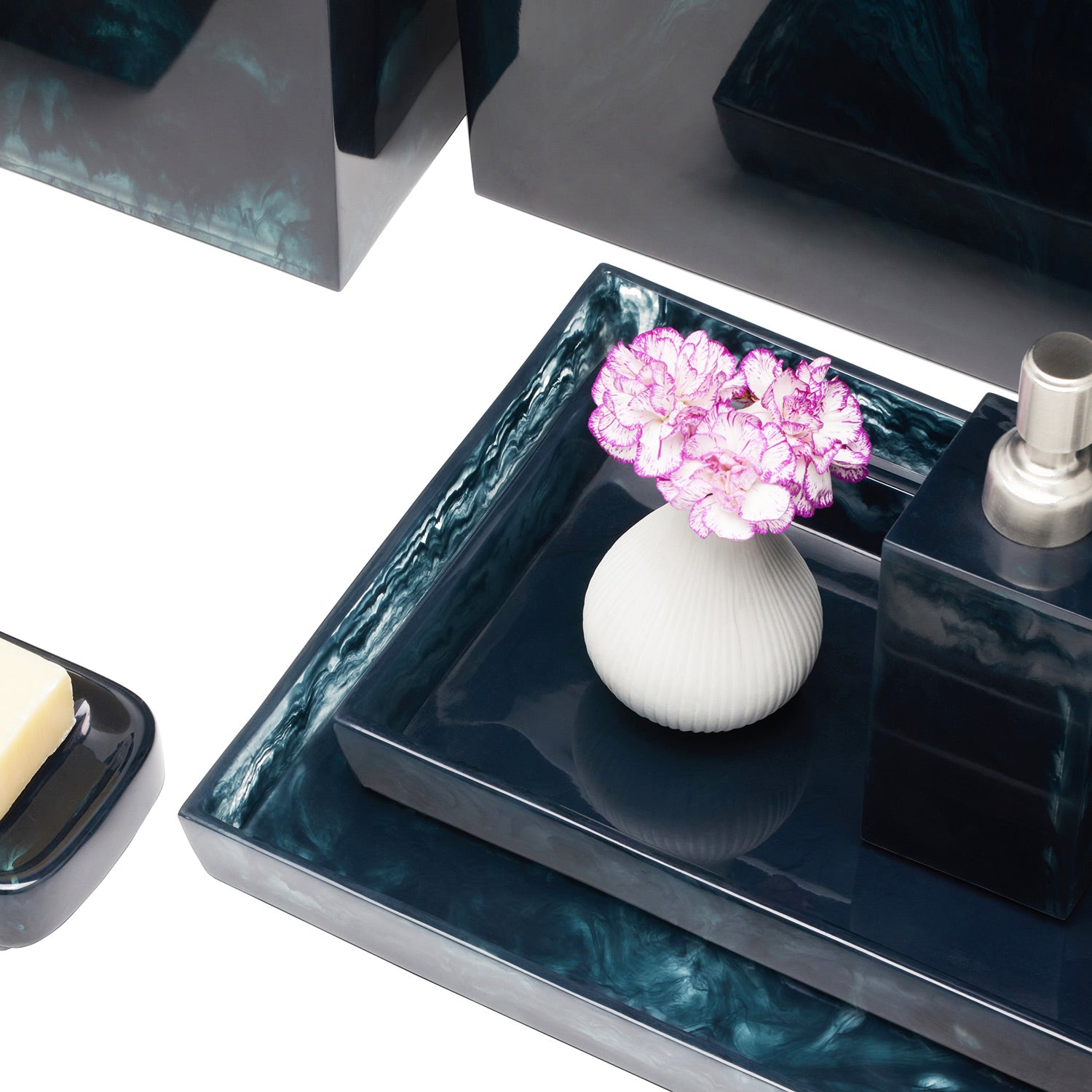 Abiko Translucent Cast Resin Bathroom Accessories (Dark Teal) – Hudson ...