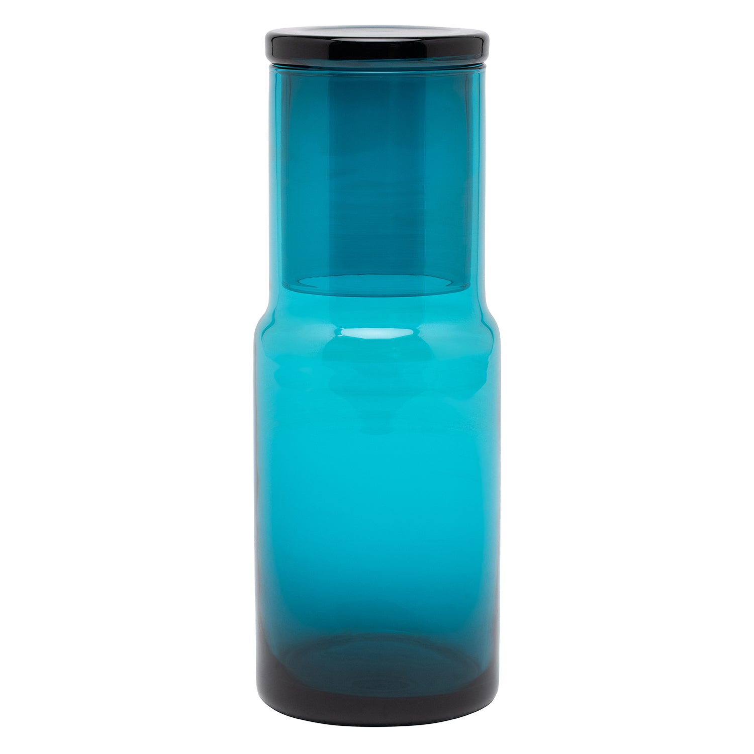 Faro Hand-Blown Glass Cylinder Carafe (Dark Turquoise) – Hudson & Vine