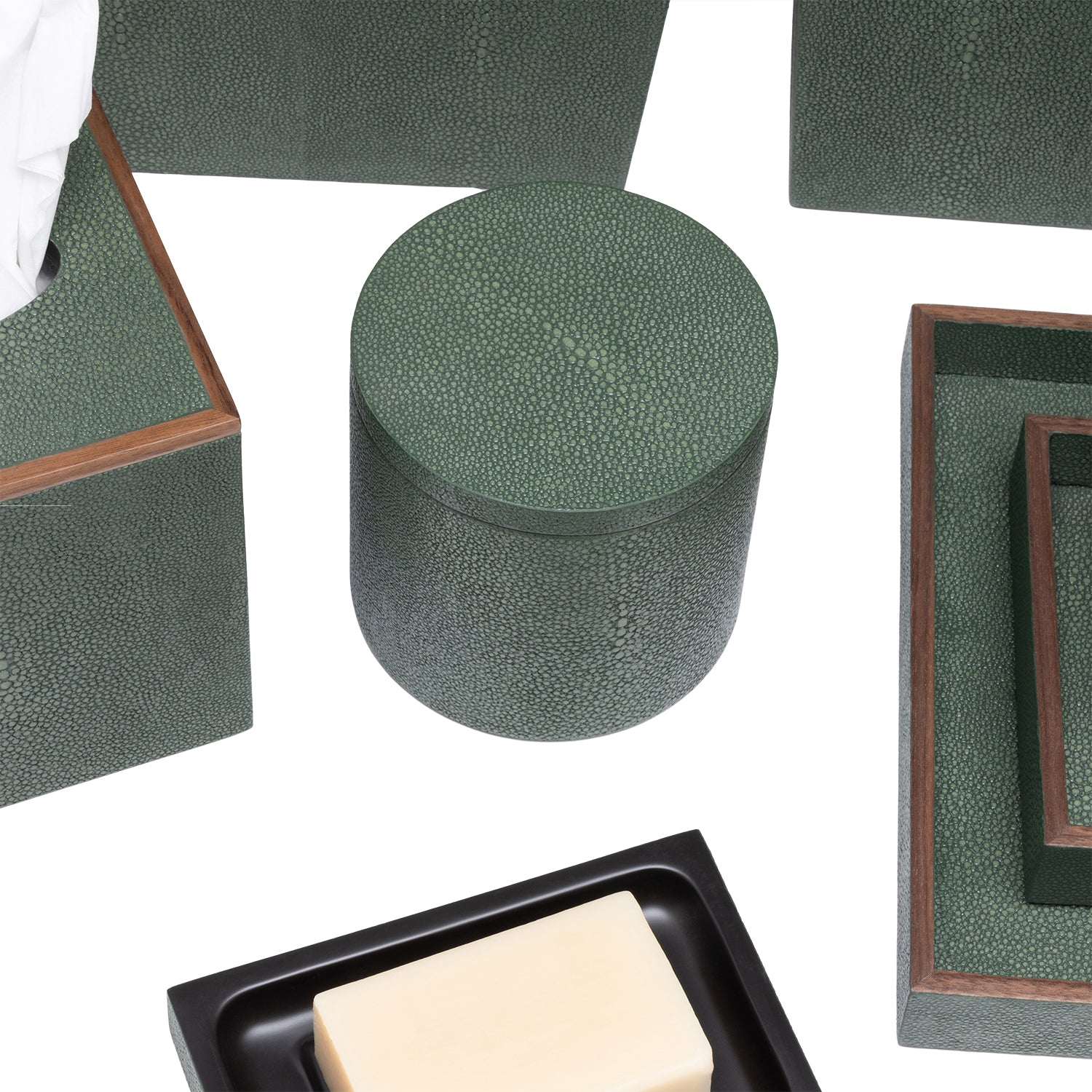 Manchester Faux Shagreen Bathroom Accessories (Juniper) – Hudson & Vine
