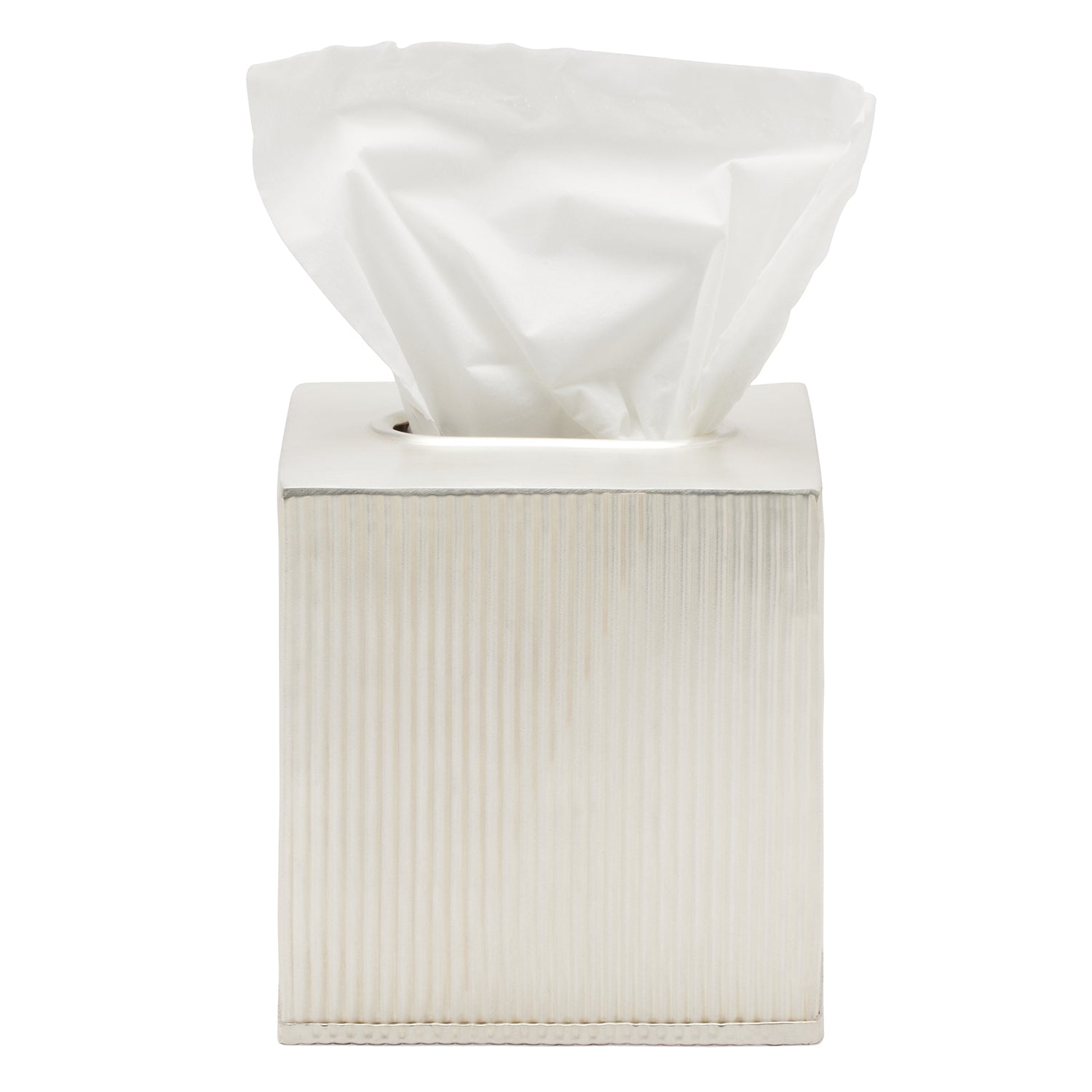 Redon Ribbed Metal Square Tissue Box (Matte Silver) – Hudson & Vine