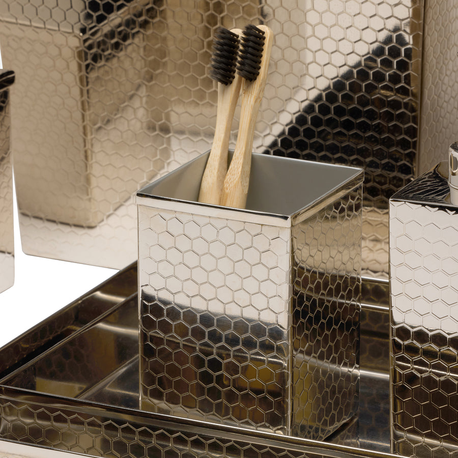Temara Honeycomb Textured Stainless Steel Bathroom Accessories (Shiny – Hudson & Vine