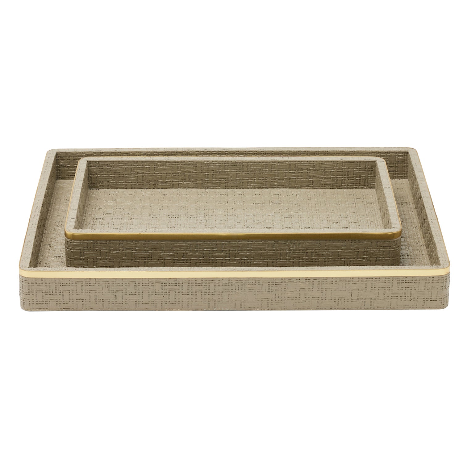 Veria Faux Rattan/Brass Nested Trays Set/2 (Desert Taupe) – Hudson & Vine
