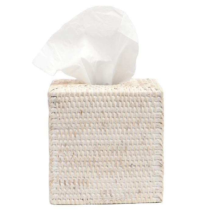Dalton White Washed Rattan Square Tissue Box – Hudson & Vine