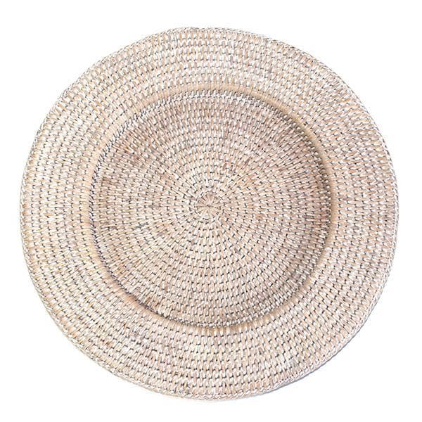 White Wash Rattan Round Chargers 13.75" (S/2) – Hudson & Vine