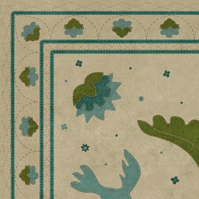 Vintage Vinyl Floorcloth Mat (Williamsburg - Applique - Azure Moss ...