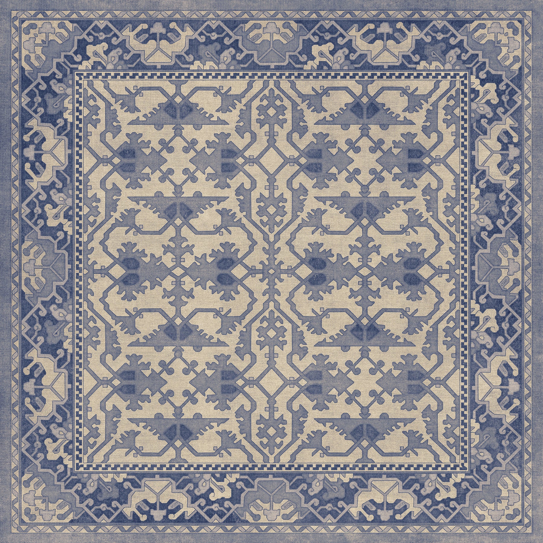 Vintage Vinyl Floorcloth Mat (Williamsburg - Lotto Ushak - Light Breez ...