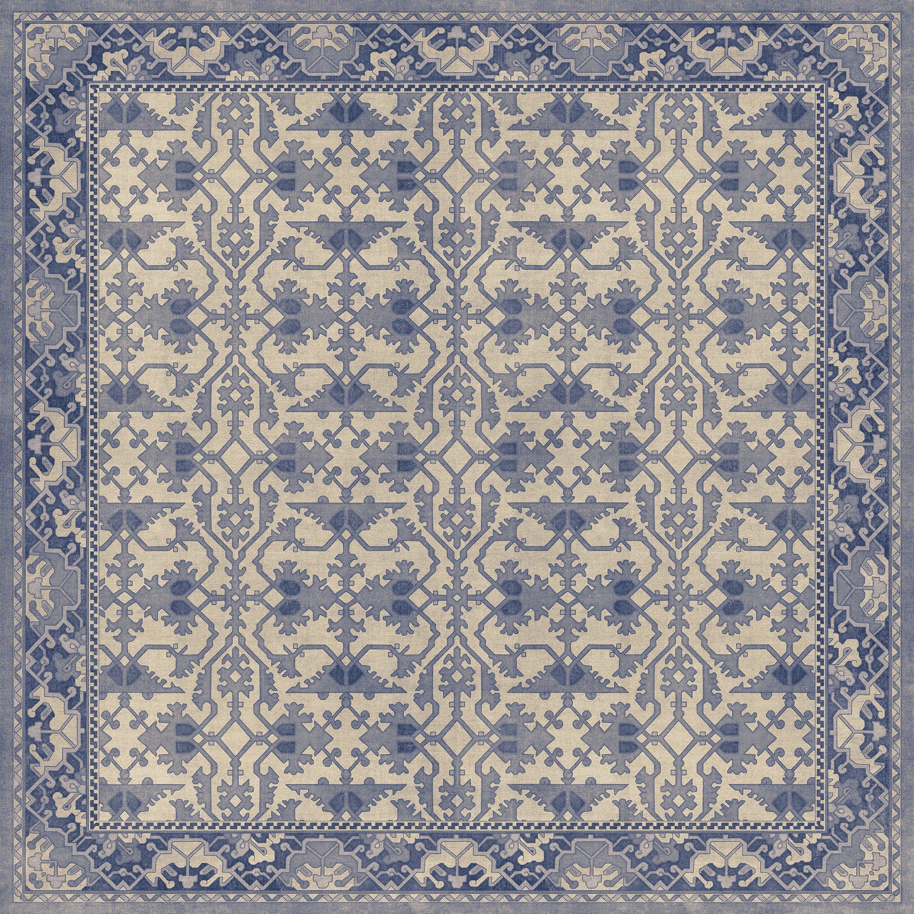 Vintage Vinyl Floorcloth Mat (Williamsburg - Lotto Ushak - Light Breez ...