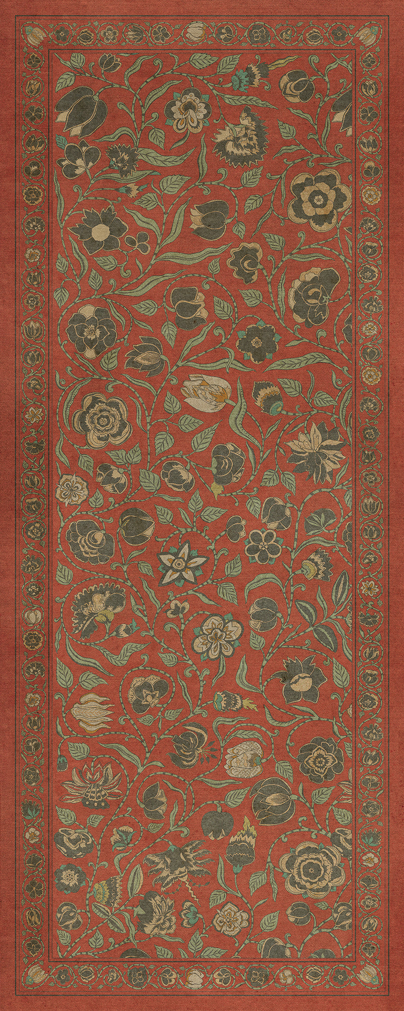 Vintage Vinyl Floorcloth Mat (Williamsburg - Antique Floral - Coronati ...