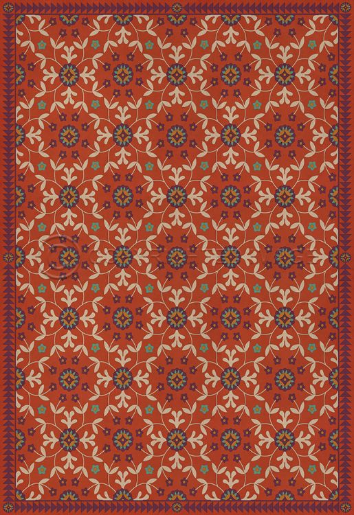 Vintage Vinyl Floorcloth Rug (American Folk Art Museum - Whig Rose - F ...