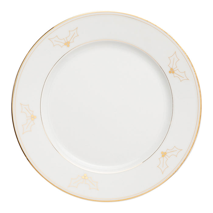 White Hannah Gold Trim with Holly Decor Porcelain Dinnerware – Hudson ...