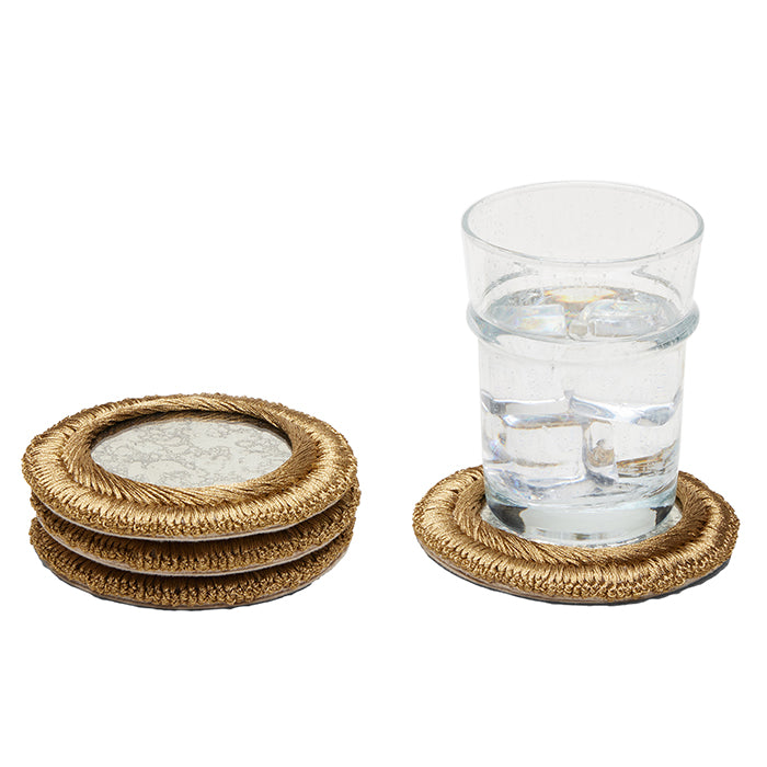 Helen Thread/Mirror Round Coasters Set/4 (Gold) – Hudson & Vine