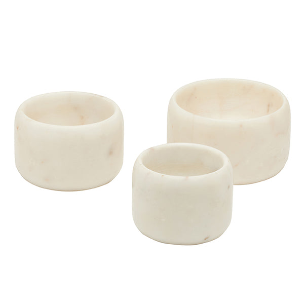 Mavis White Marble Small Serving Bowls Set/3