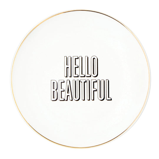 Sabrina White Porcelain Hello Beautiful Bread Plates Set/4 – Hudson & Vine