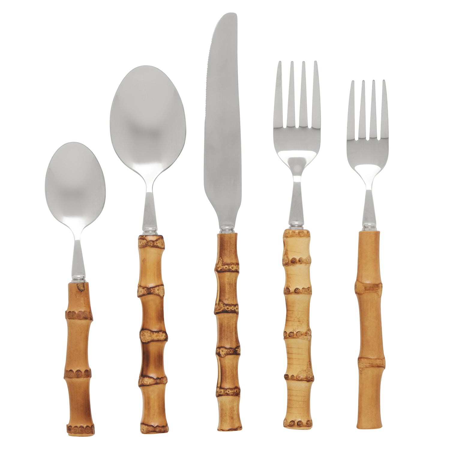 Zoya Stainless Steel/Bamboo 5-Piece Flatware Set – Hudson & Vine