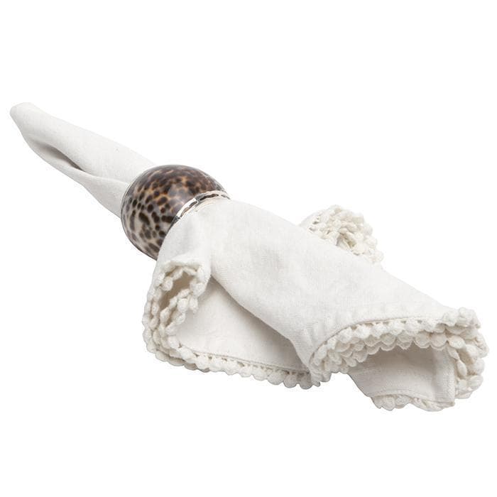 Wide Tiger Cowrie Shell Napkin Rings Set 4