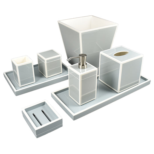 Cool Gray & White Lacquer Waste Basket – Hudson & Vine