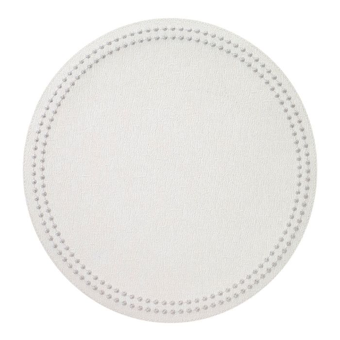Pearls Round Vinyl Placemats (Antique White/Silver) Set/4 – Hudson & Vine