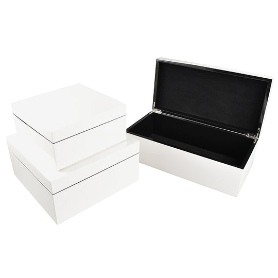 Lacquer Square Hinged Box 8x8 (White) – Hudson & Vine