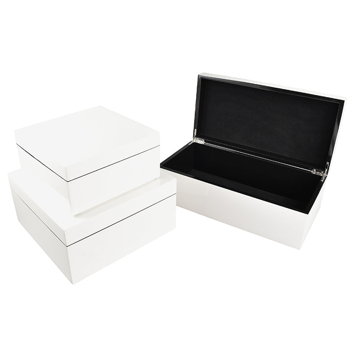 Lacquer Rectangle Hinged Box 14x7 (White) – Hudson & Vine