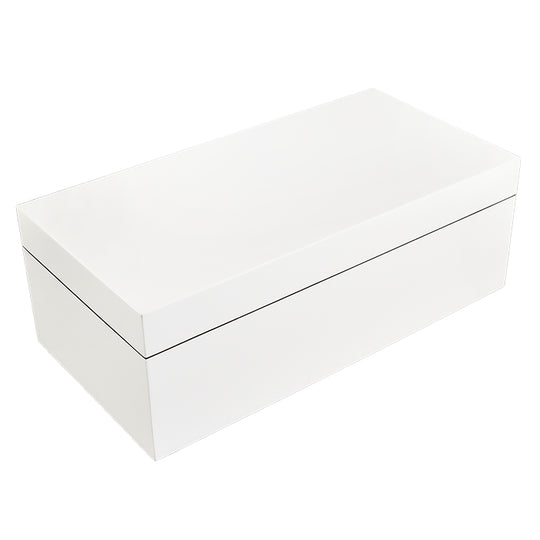 Lacquer Rectangle Hinged Box 14x7 (White) – Hudson & Vine