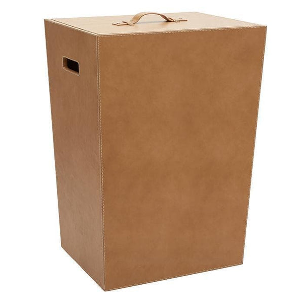 Barnet Rectangular Tapered Leather Hamper (Aged Camel)