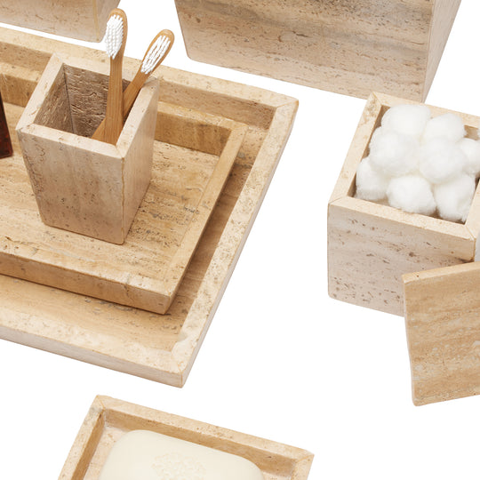 Bowen Travertine/Resin Bathroom Accessories (Natural) – Hudson & Vine