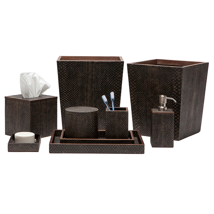 Goa Faux Boa Bathroom Accessories (Dark Mushroom) – Hudson & Vine