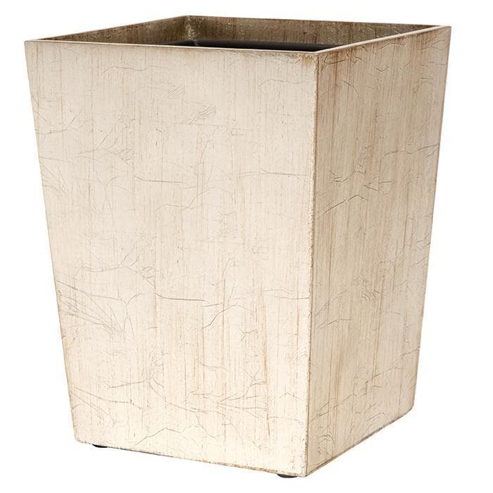 Tanlay Lacquered Silver Leaf Square Waste Basket – Hudson & Vine