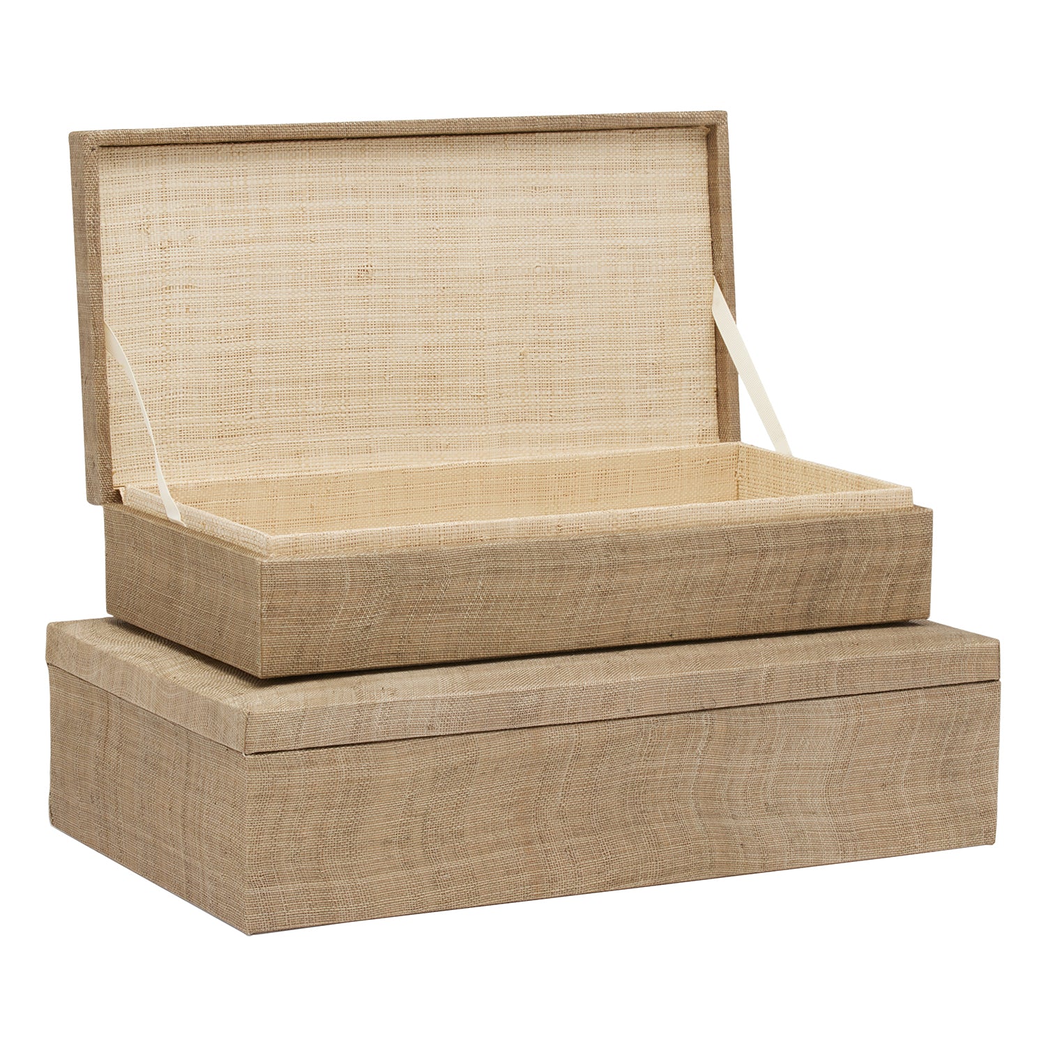 Zamora Sand Silken Abaca Rectangle Box Set/2 – Hudson & Vine