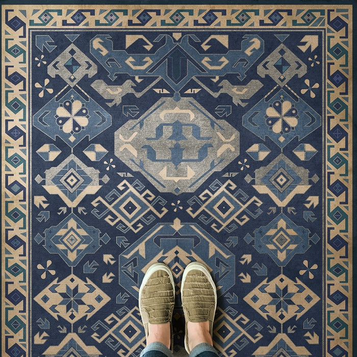 Vintage Vinyl Floorcloth Mats (Williamsburg - Traditional - Indigo ...