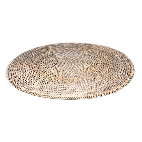 White Wash Rattan Oval Placemats (Set/2)
