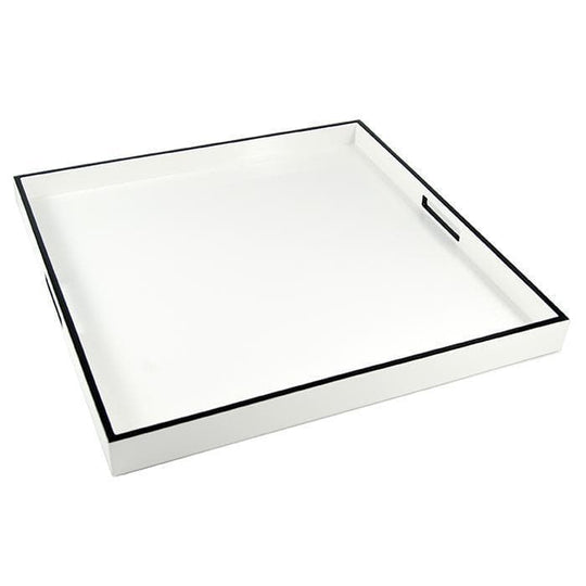 Lacquer Large Square Tray (White with Black Trim) – Hudson & Vine