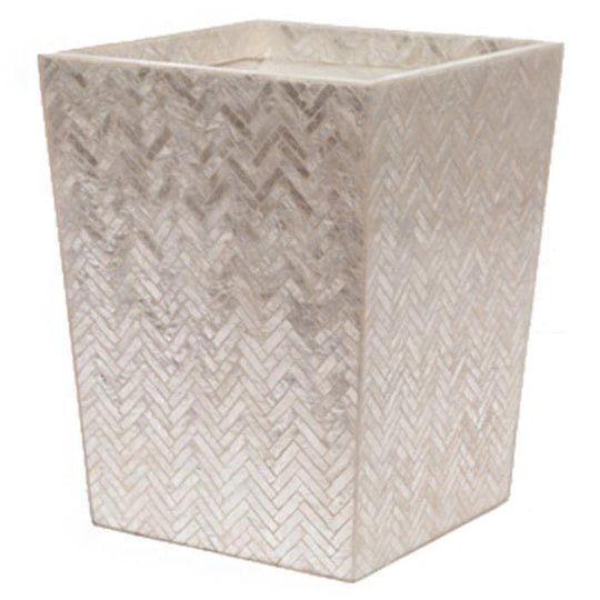 Handa Herringbone Capiz Square Waste Basket (Pearlized) – Hudson & Vine